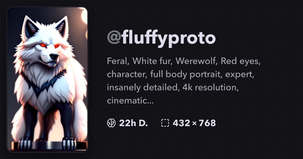 "Feral, White fur, Werewolf, Red eyes, ch..." | @fluffyproto on Stablecog