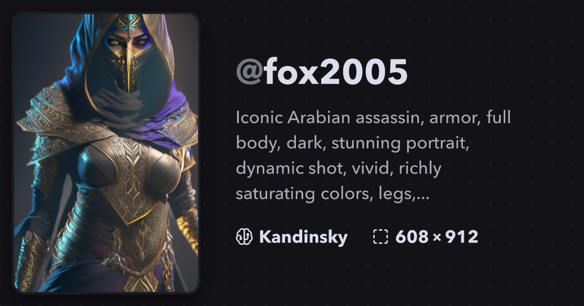 "Iconic Arabian assassin, armor, full bod..." | @fox2005 on Stablecog