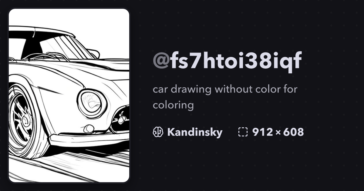 Car drawing without color for coloring | @fs7htoi38iqf