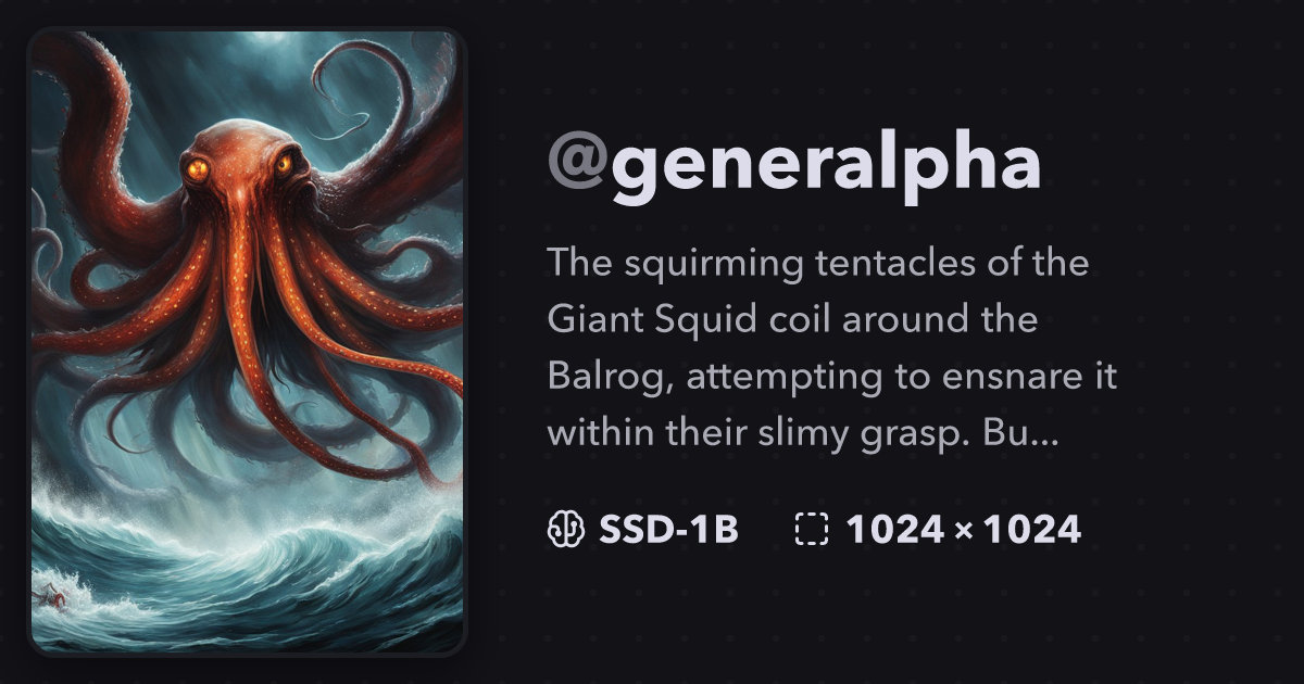 "The squirming tentacles of the Giant Squ..." | @generalpha on Stablecog