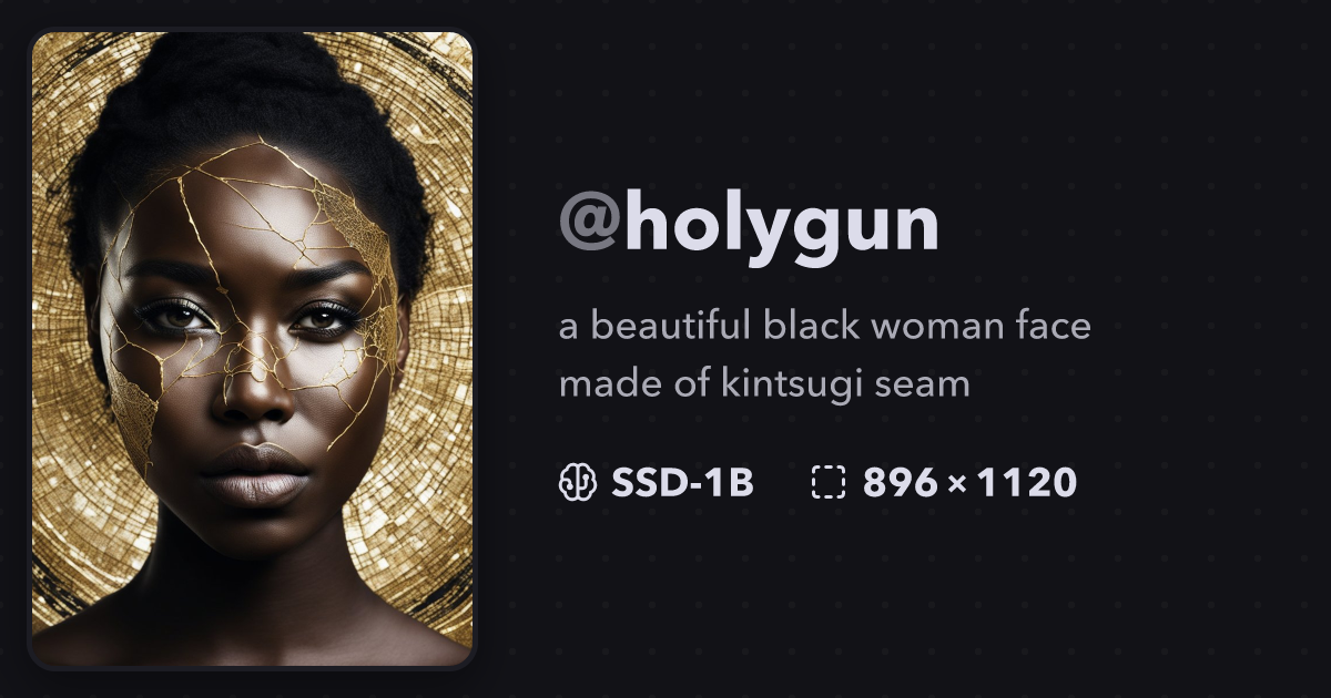 "a beautiful black woman face made of kin..." | @holygun on Stablecog