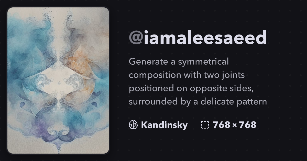 "Generate a symmetrical composition with ..." | @iamaleesaeed on Stablecog