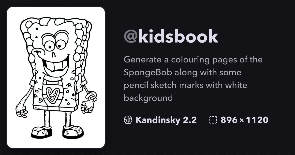 "Generate a colouring pages of the Sponge..." | @kidsbook on Stablecog