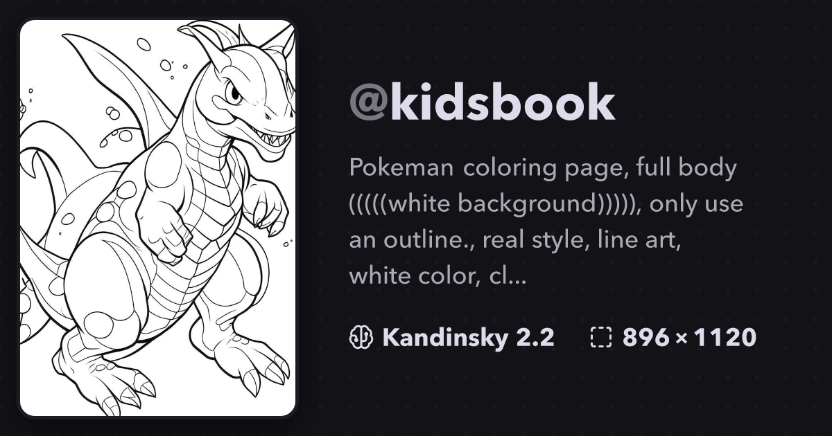 "Pokeman coloring page, full body (((((wh..." | @kidsbook on Stablecog