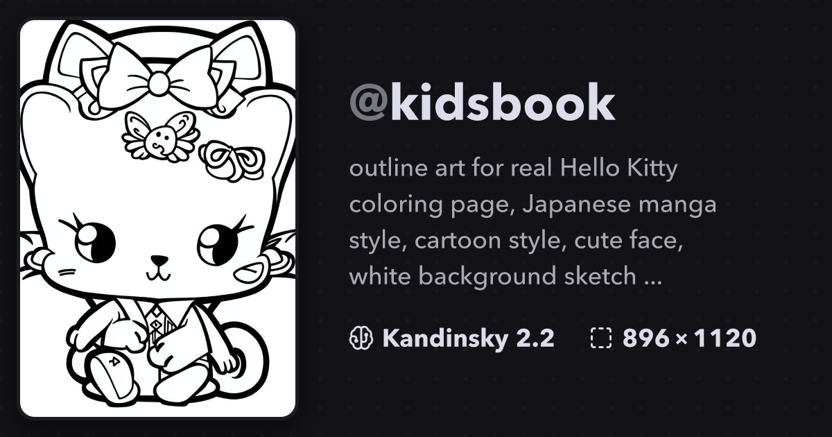 "outline art for real Hello Kitty colorin..." | @kidsbook on Stablecog