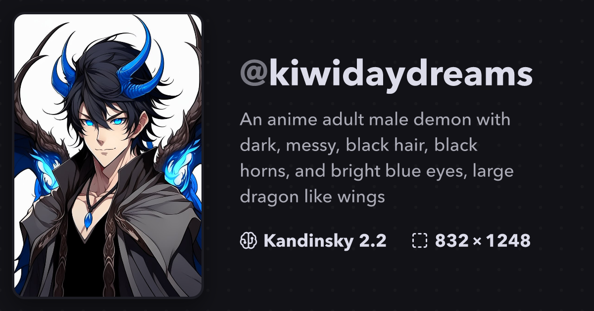 "An anime adult male demon with dark, mes..." | @kiwidaydreams on Stablecog