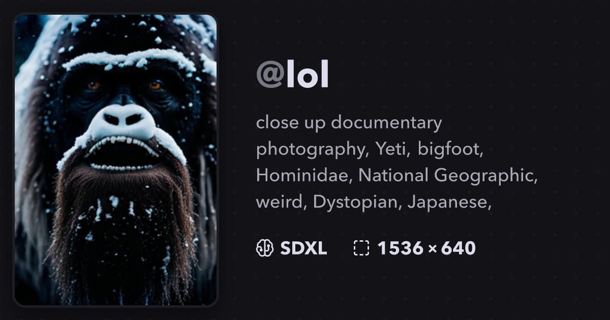 "close up documentary photography, Yeti, ..." | @lol on Stablecog