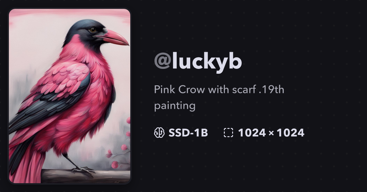 Pink Crow with scarf .19th painting | @luckyb