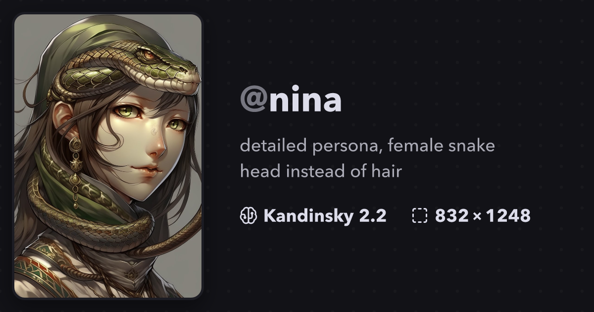 "detailed persona, female snake head inst..." | @nina on Stablecog