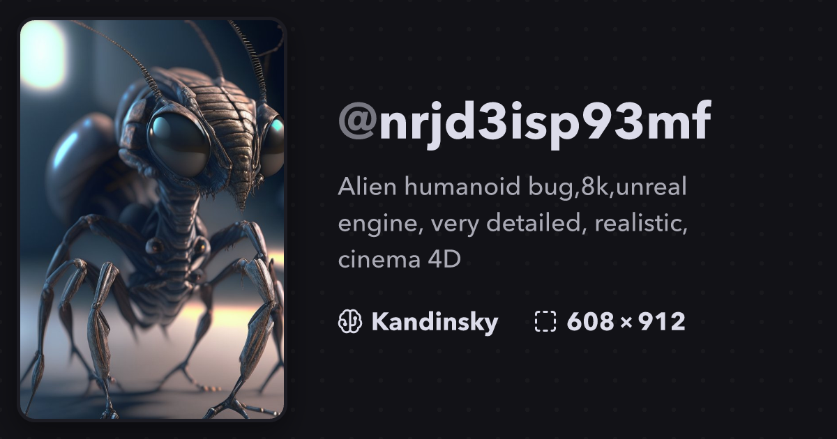 "Alien humanoid bug,8k,unreal engine, ver..." | @nrjd3isp93mf on Stablecog