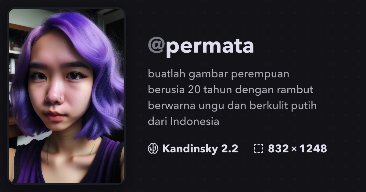 "buatlah gambar perempuan berusia 20 tahu..." | @permata on Stablecog