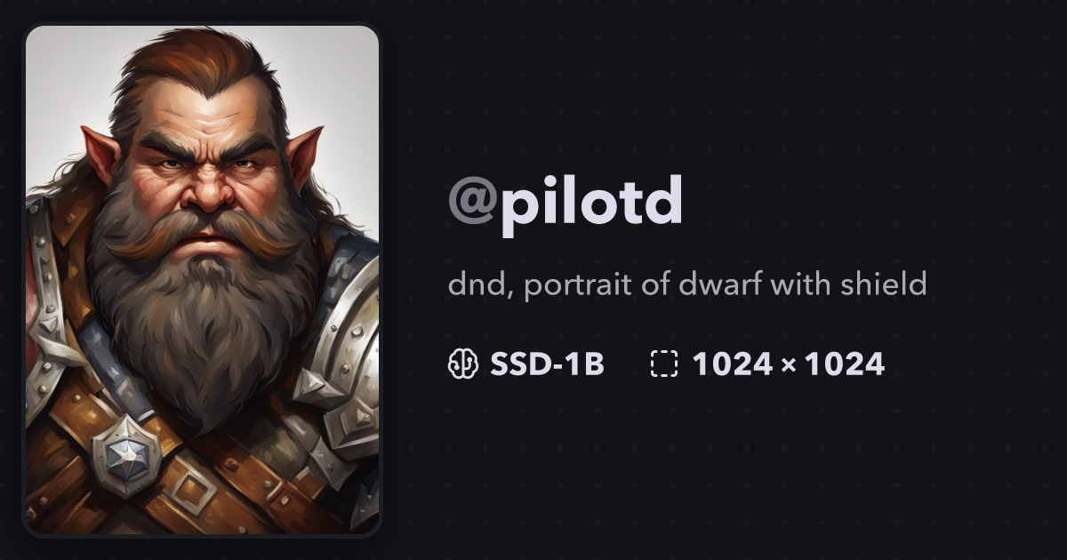 "dnd, portrait of dwarf with shield" | @pilotd on Stablecog