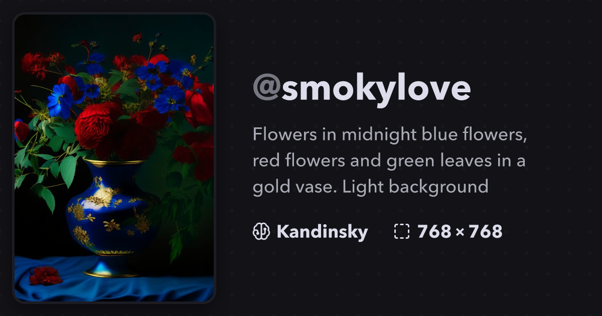 "Flowers in midnight blue flowers, red fl..." | @smokylove on Stablecog