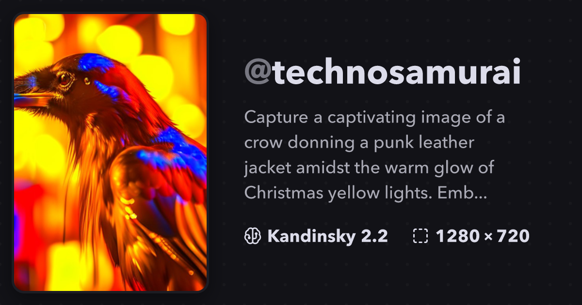 Capture a captivating image of a crow donning a pu... | @technosamurai