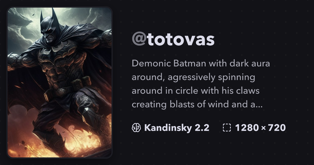 "Demonic Batman with dark aura around, ag..." | @totovas on Stablecog