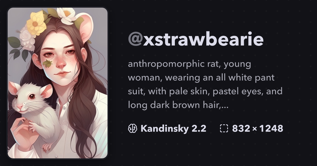 "anthropomorphic rat, young woman, wearin..." | @xstrawbearie on Stablecog