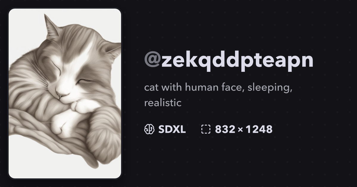 Cat with human face, sleeping, realistic | @zekqddpteapn